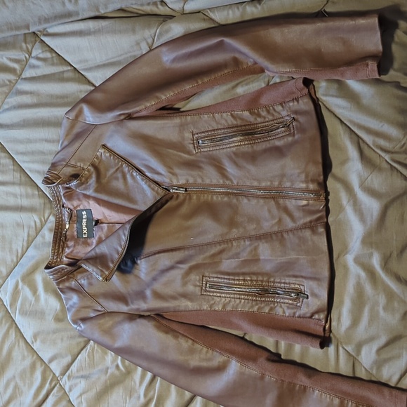 Express | Jackets & Coats | Express Faux Leather Jacket Brown | Poshmark
